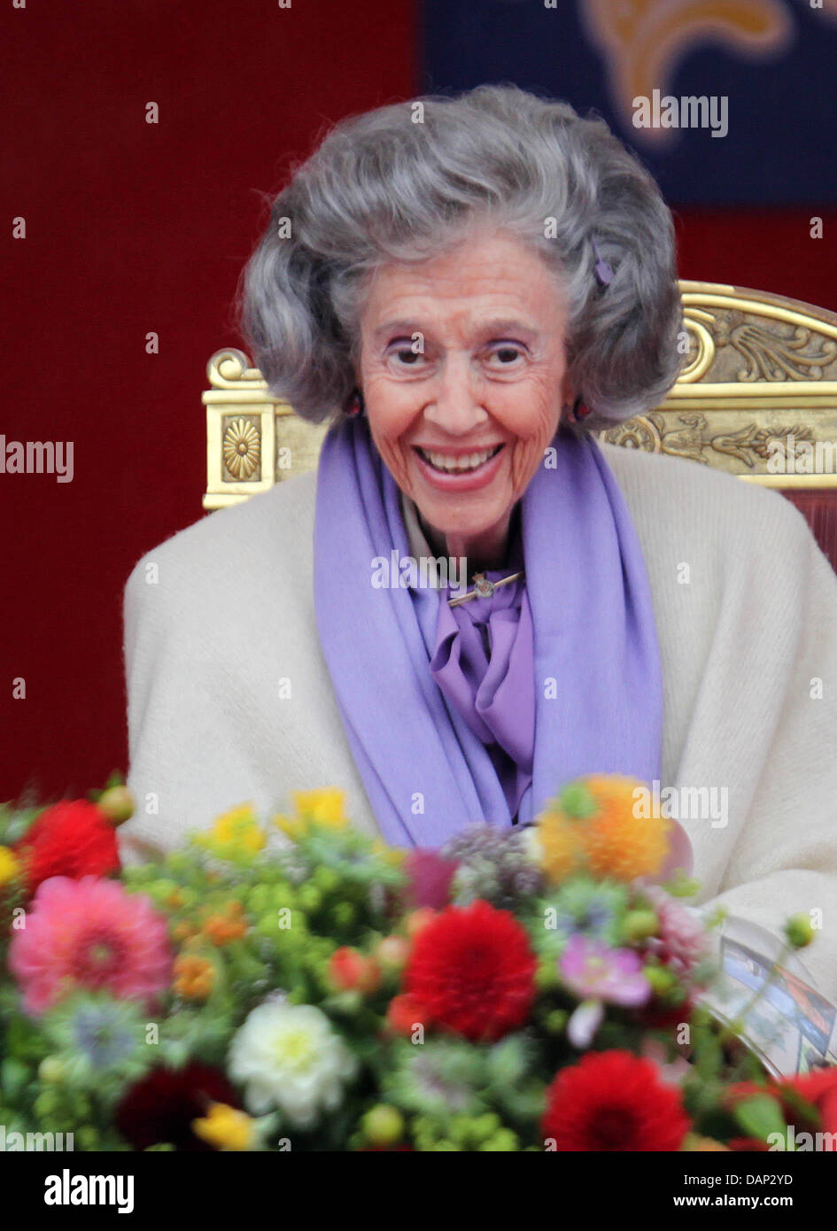 Queen Fabiola of Belgium attending the military defile in Brussels ...