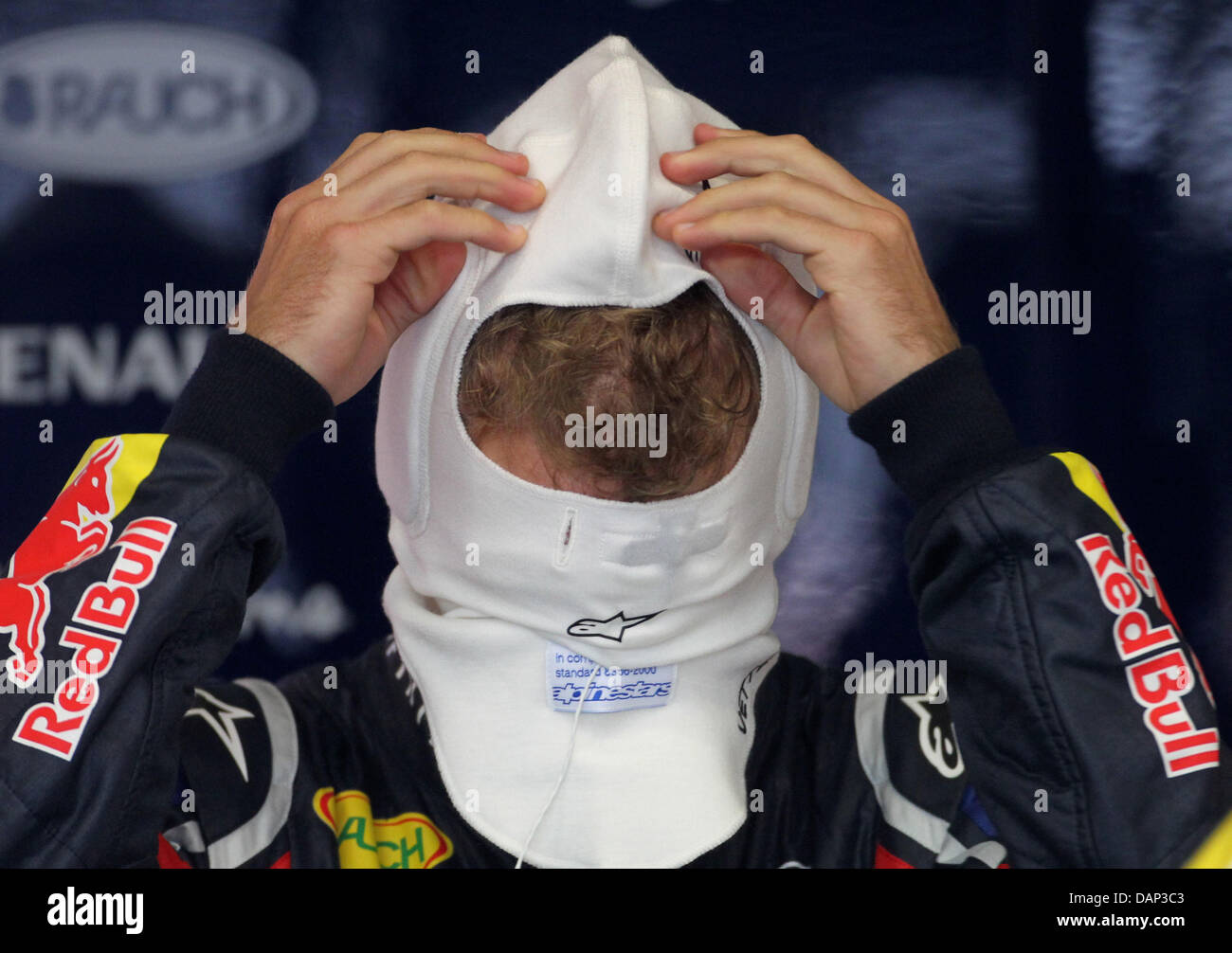 German Formula One driver Sebastian Vettel of Red Bull seen in the team ...
