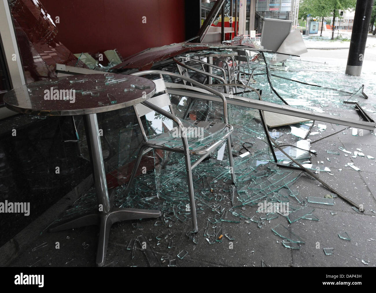 Broken fragments lie in the city center of Oslo, Norway, 23 July 2011 ...
