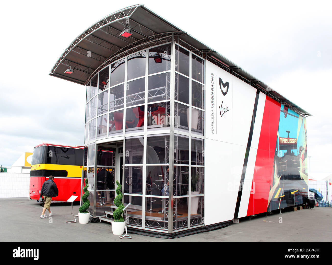 Motorhome of Virgin in the paddock at the F1 race track of Nuerburgring ...