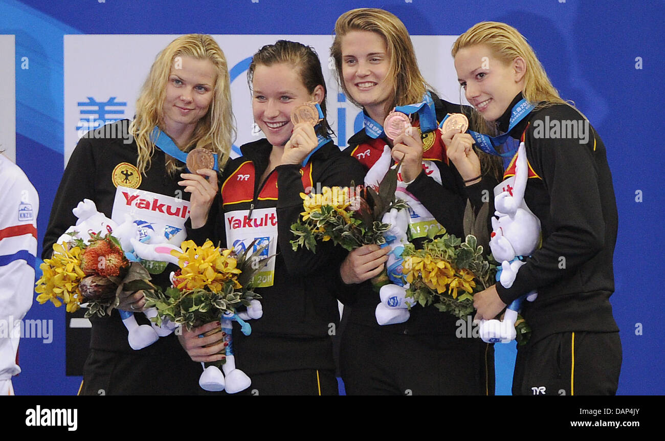 Swimmers Britta Steffen (L-R), Silke Lippok, Lisa Vitting and Daniela ...