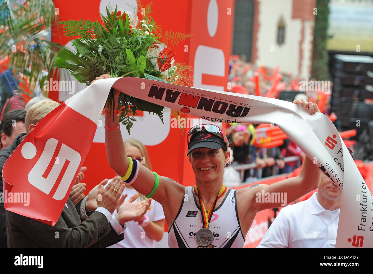 Caroline Steffen finishes the women's Ironman competition in Frankfurt ...
