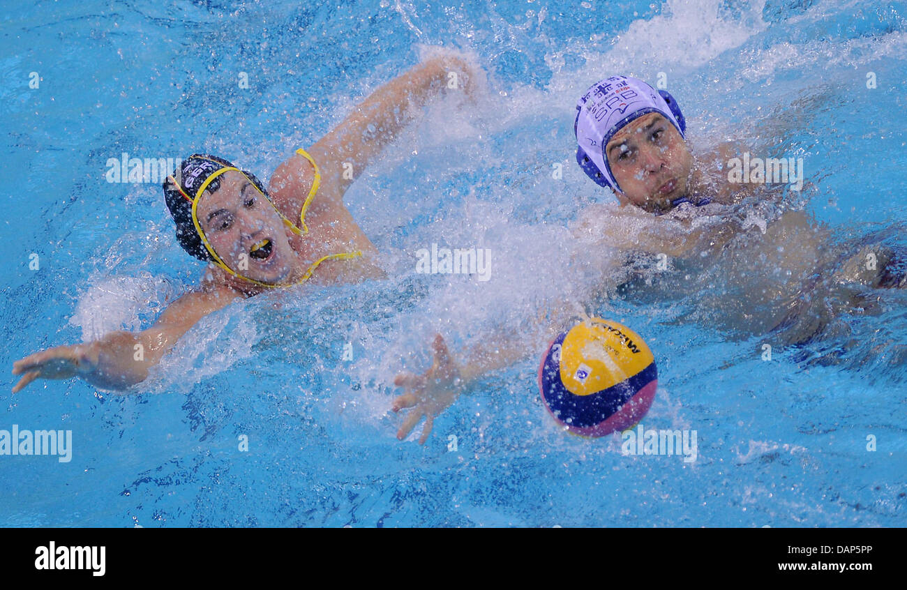 Germany's Julian Real and Serbia's Slobodan Nikic fight for the ball ...