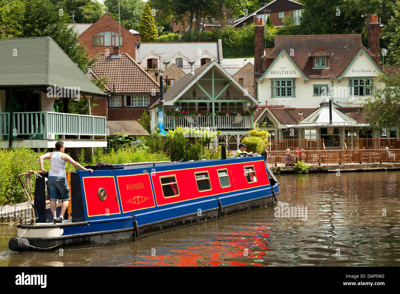Canal Barge Cruises the River Wey at Guildford Surrey Stock Photo - Alamy