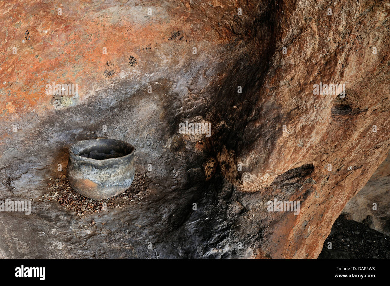 An old clay pot in a cave in the Niassa National Park, Mozambique Stock ...
