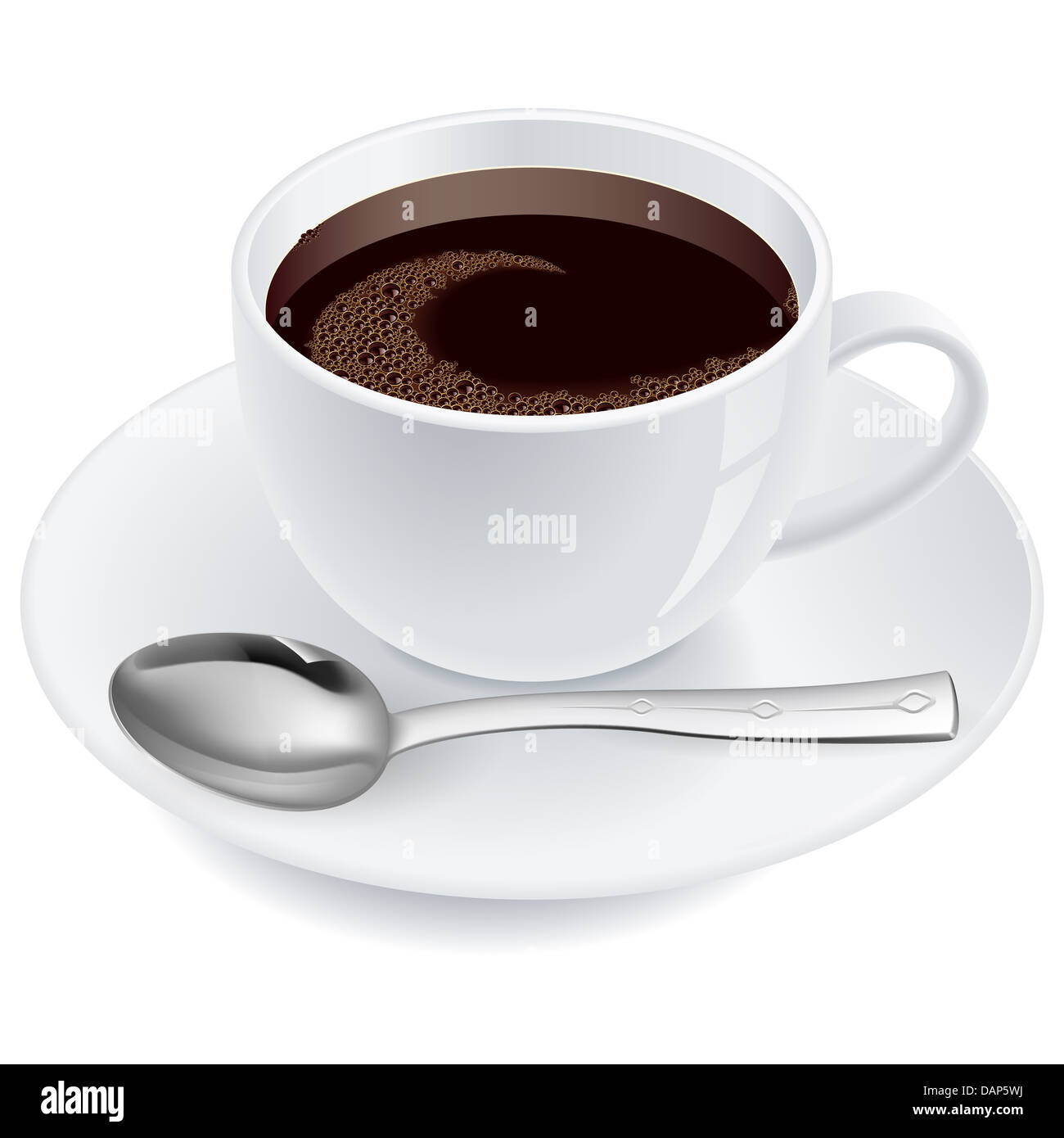Coffee with spoon. Illustration on white background Stock Photo - Alamy