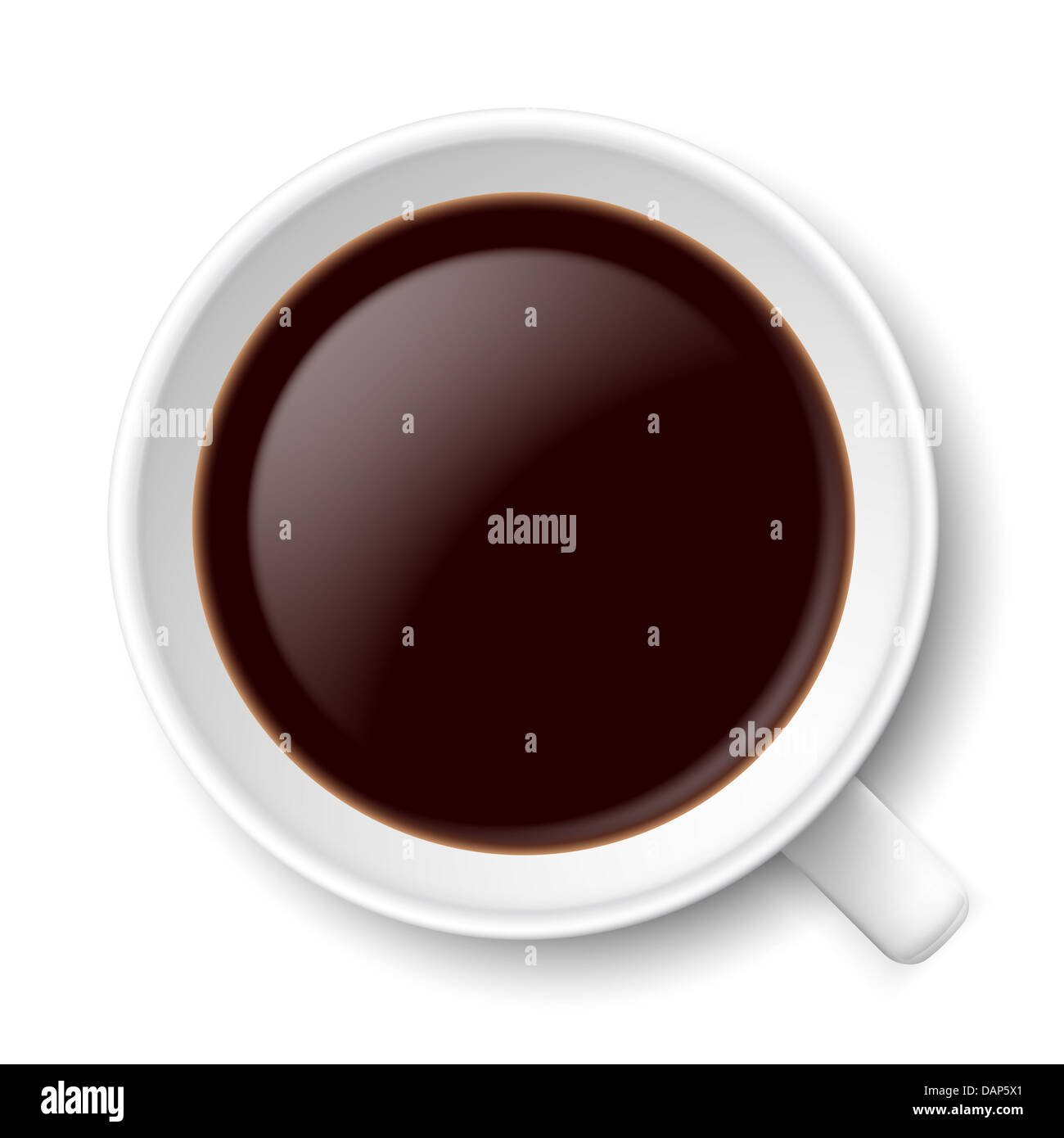 Top view of mug with coffe. Illustration on white background for design ...