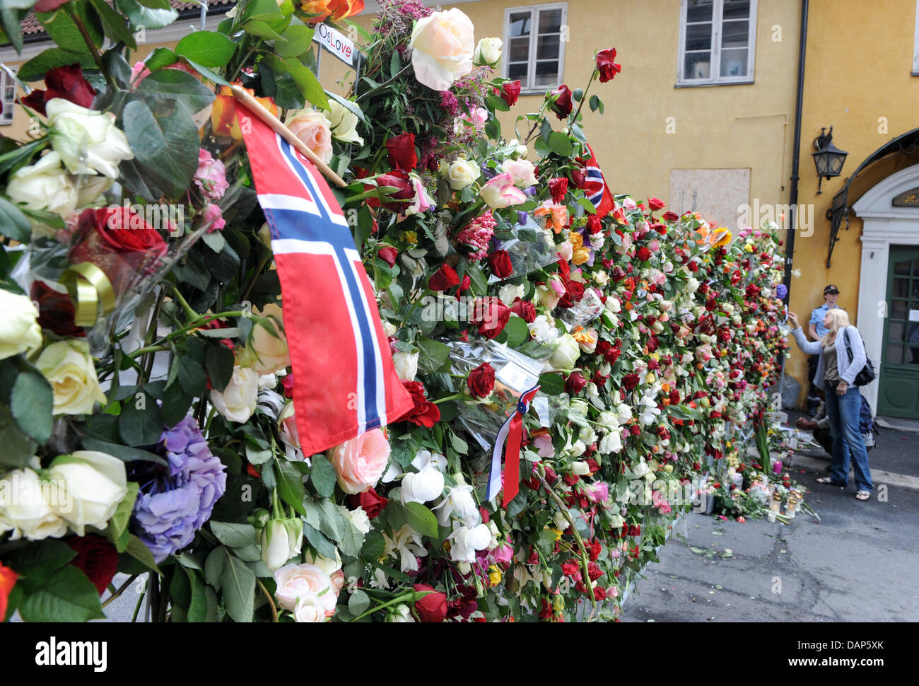 A fence with hundreds of roses in Oslo, Norway, 26 July 2011.The ...