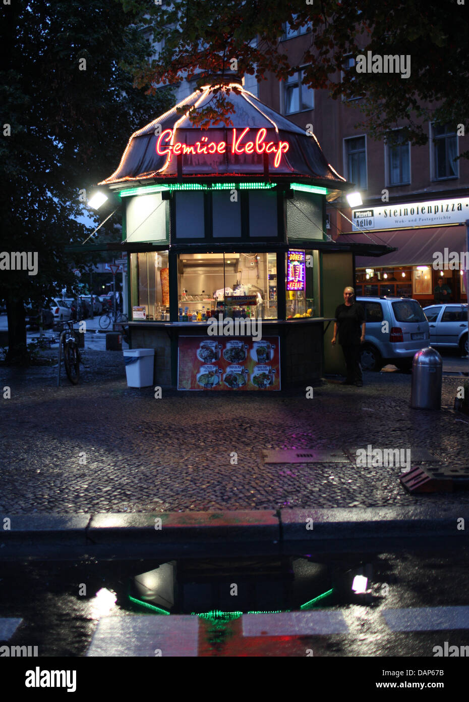 A 'Vegetable Kebab' ('Gemuese Kebap') pavillon stands in Berlin ...