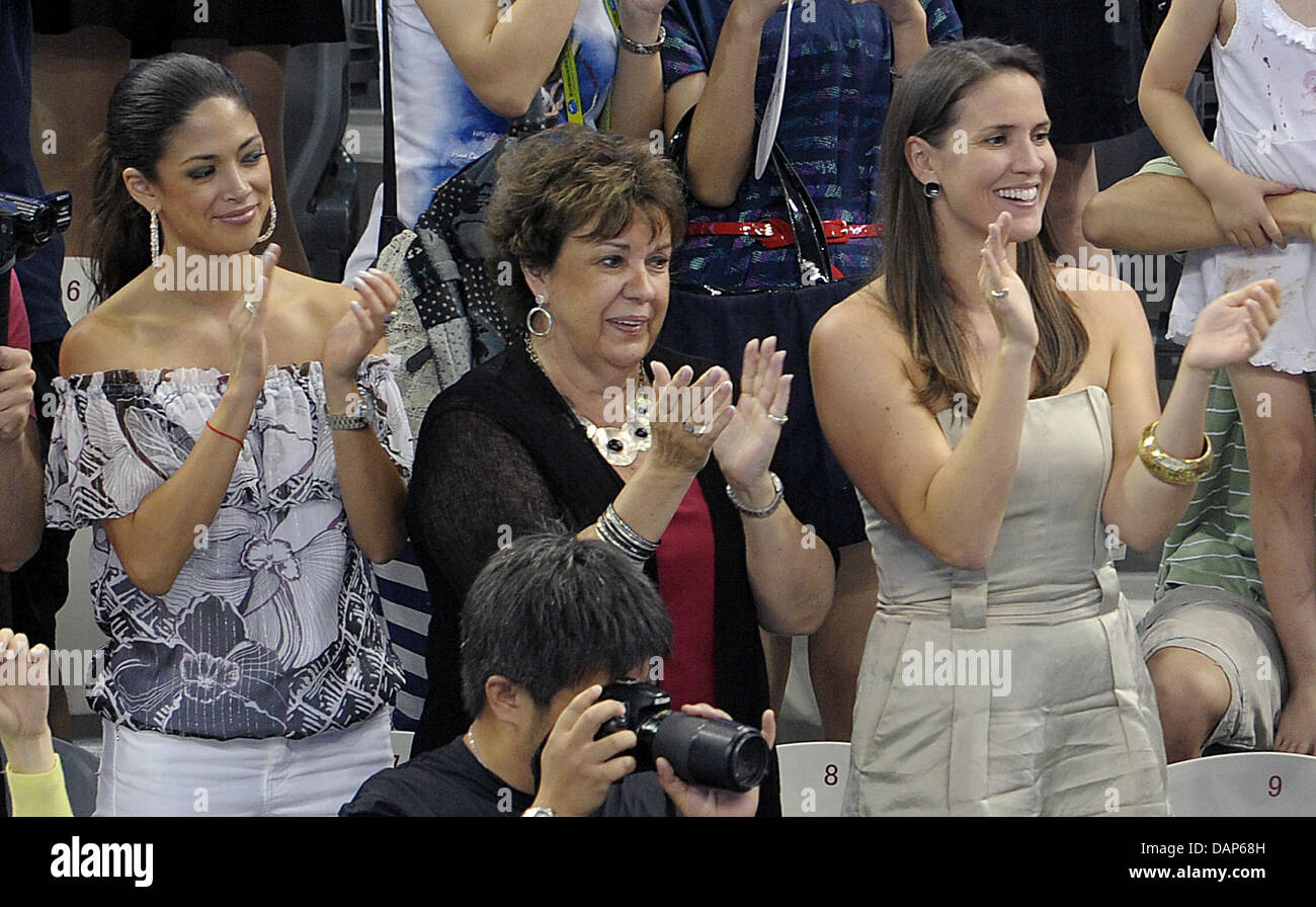 Girlfriend Nicole Johnson (L-R), mother Deborah and sister Hilary of US ...