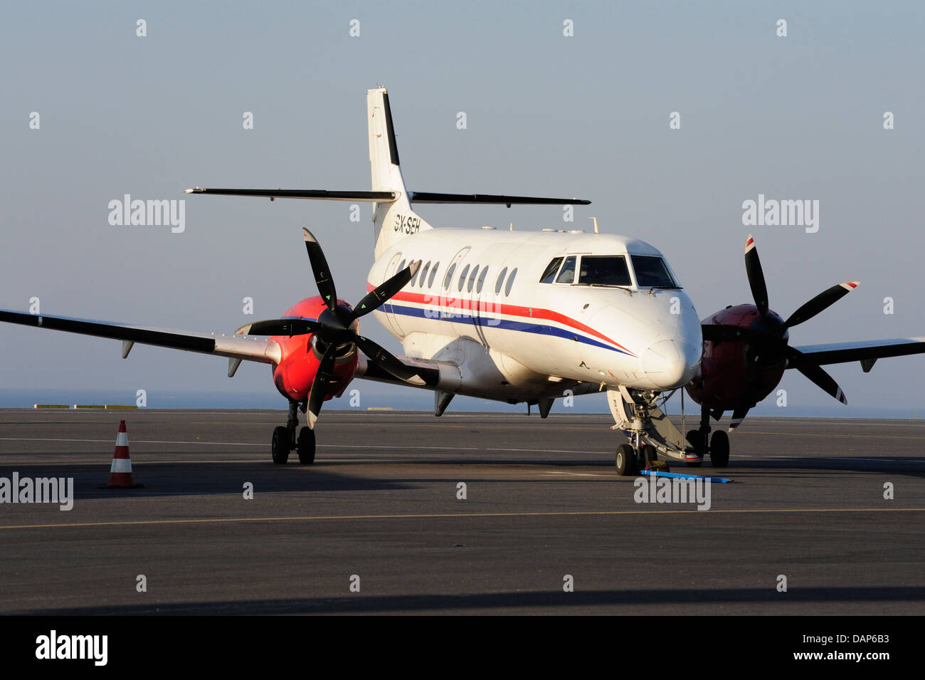 Greece, Crete, Heraklion, Propeller airplane at Heraklion International ...