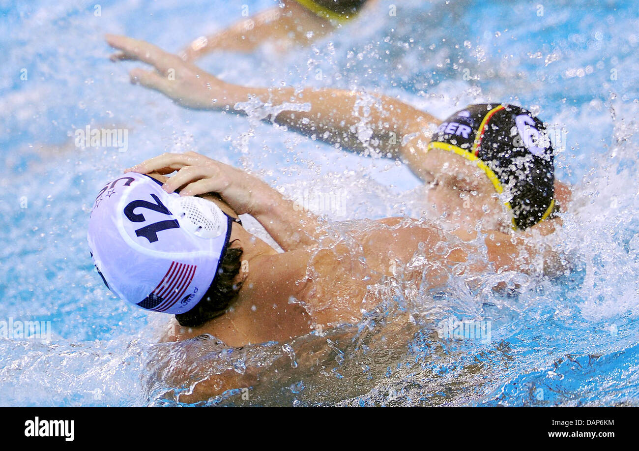 Germany's Marc Torsten Politze (R) and Shea Buckner of USA challenge ...