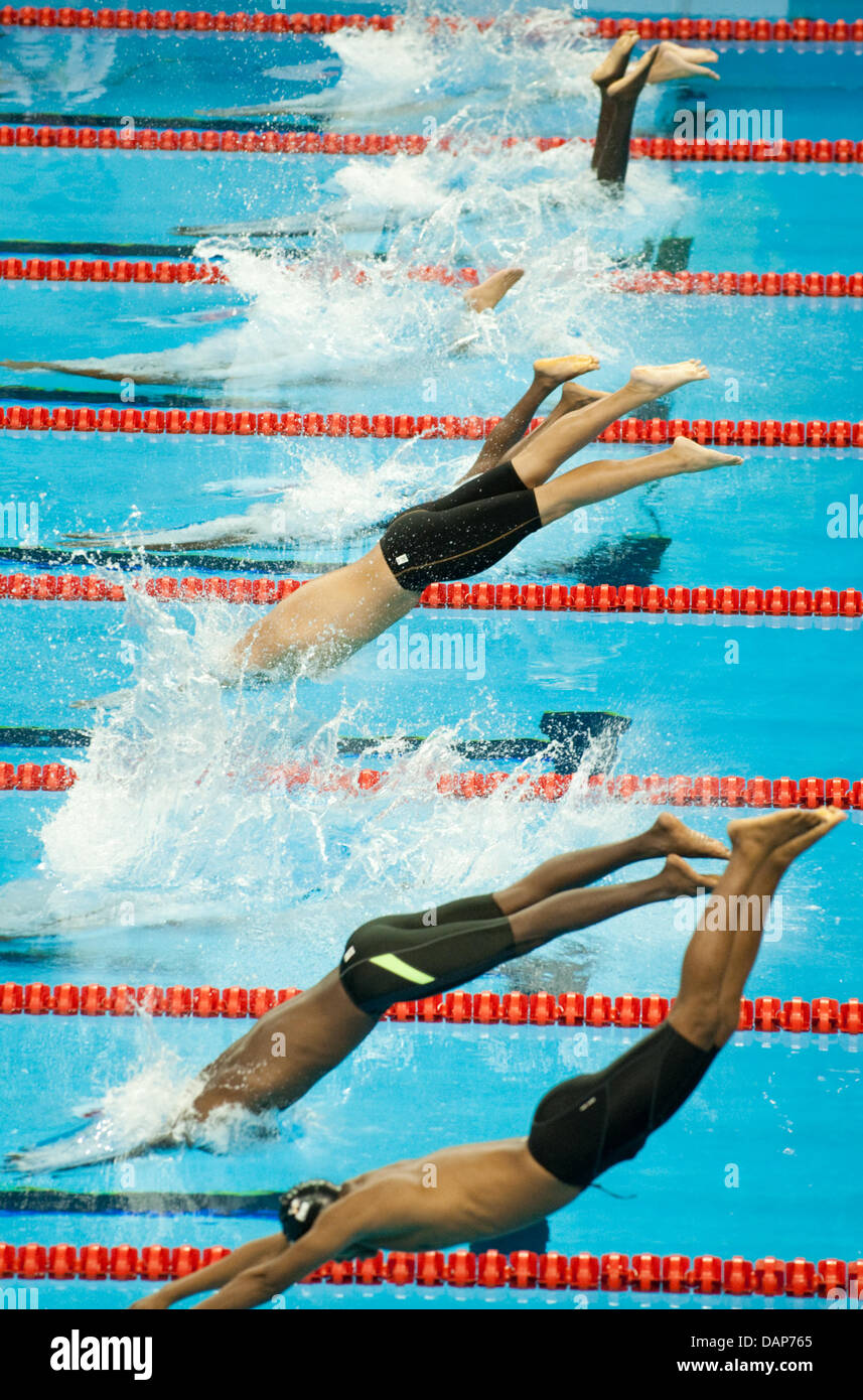 Competitors start to their heat in the men's 50m Freestyle at the 2011 ...