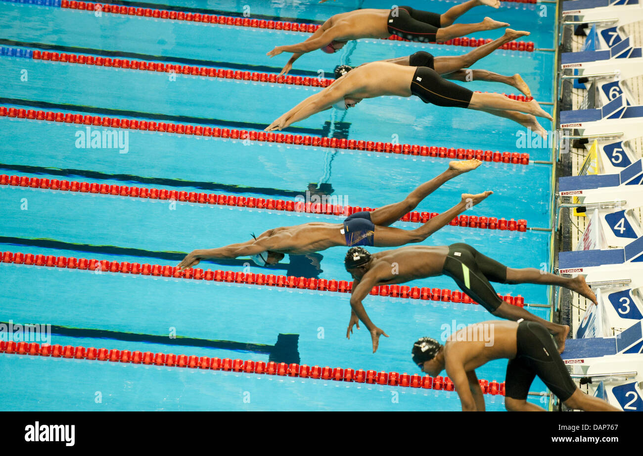 Competitors start to their heat in the men's 50m Freestyle at the 2011 ...