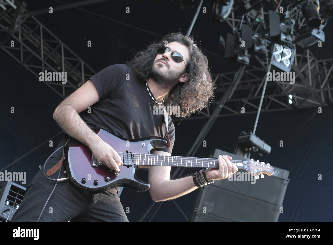 Guitarrist of the Libanese rock band The Kordz, Alan Azar, performs as support of Deep Purple in ...