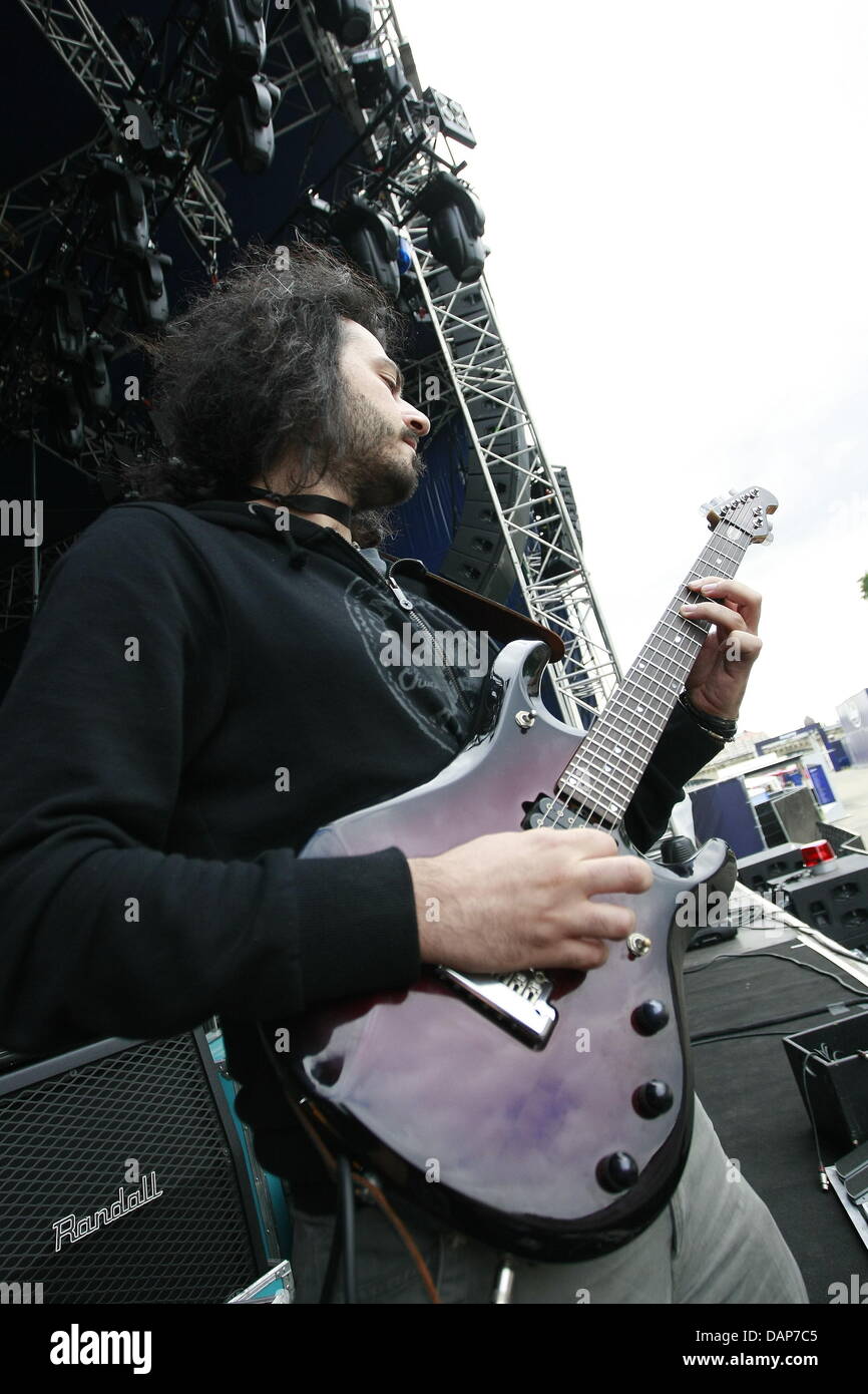Guitarrist of the Libanese rock band The Kordz, Alan Azar, performs as ...