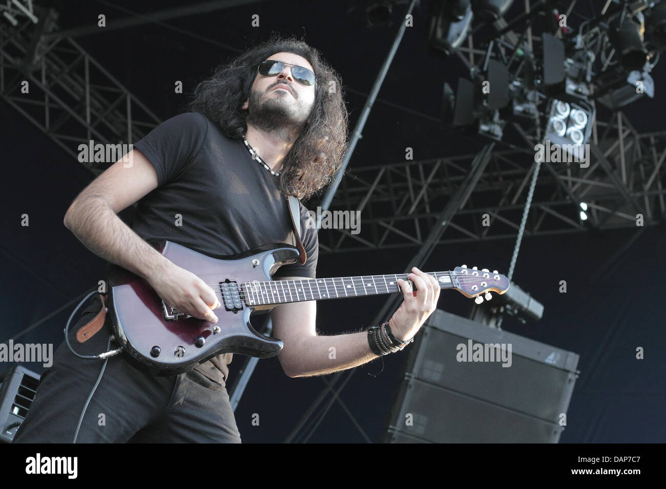 Guitarrist of the Libanese rock band The Kordz, Alan Azar, performs as ...