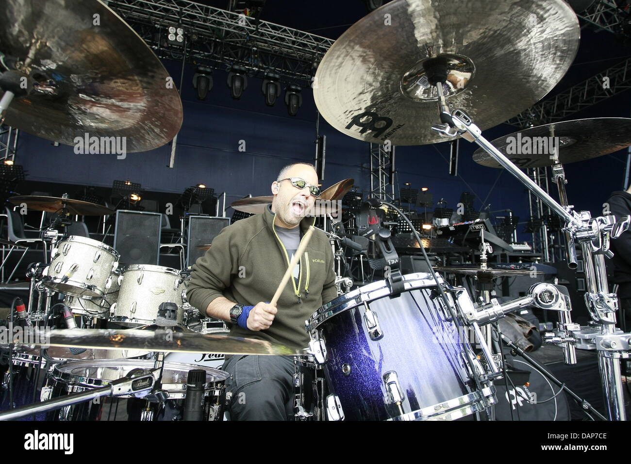 Drummer Abou' Sous of the Libanese rock band The Kordz performs in Dresden, Germany, 23 July ...