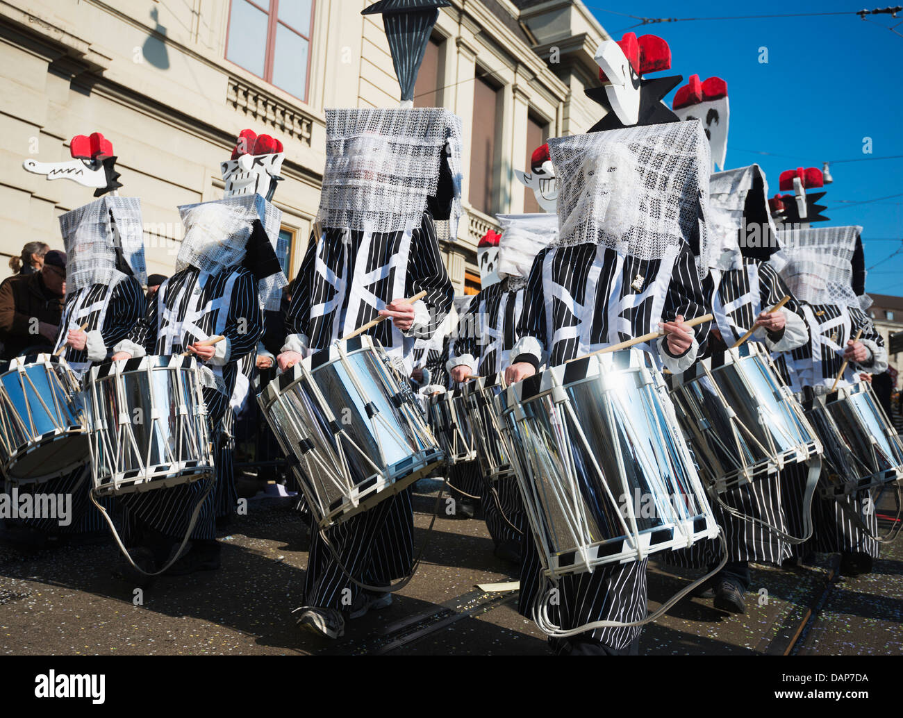 Europe, Switzerland, Basel, Fasnact spring carnival parade Stock Photo ...