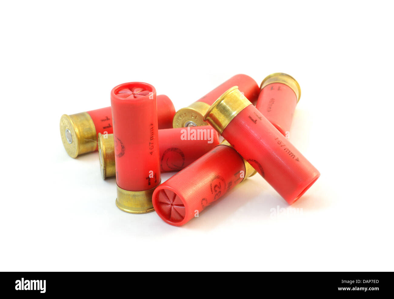 red shotgun cartridges isolated over white Stock Photo - Alamy