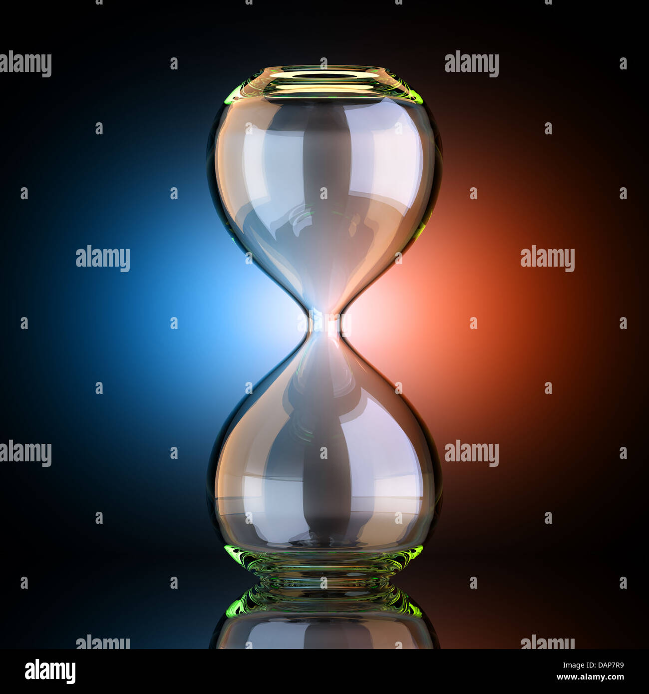 Empty Sand Clock In Black Studio With Artistic Backlight Stock Photo ...