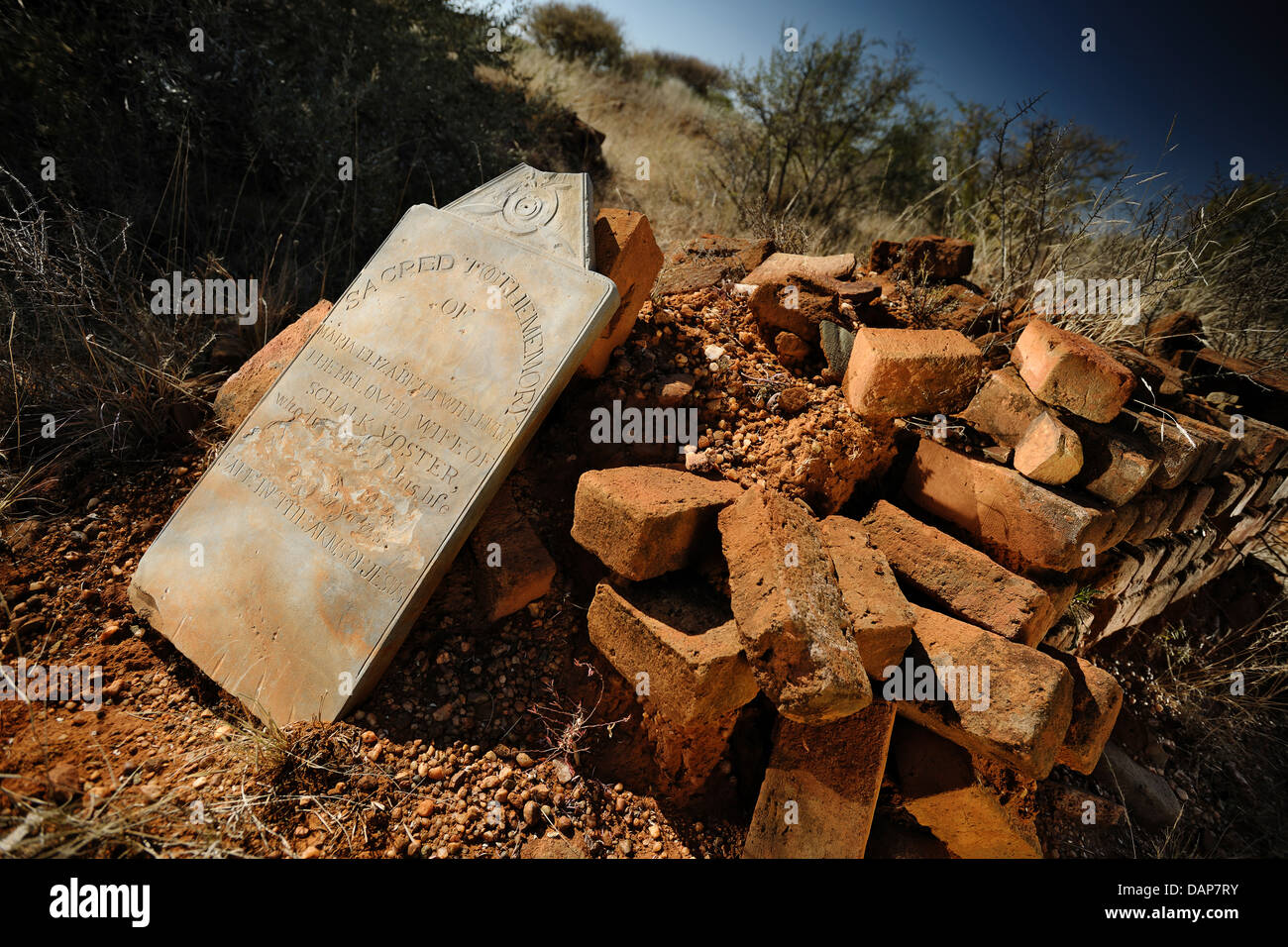 A tombstone and grave site on the Rietputs farm where diamonds are ...