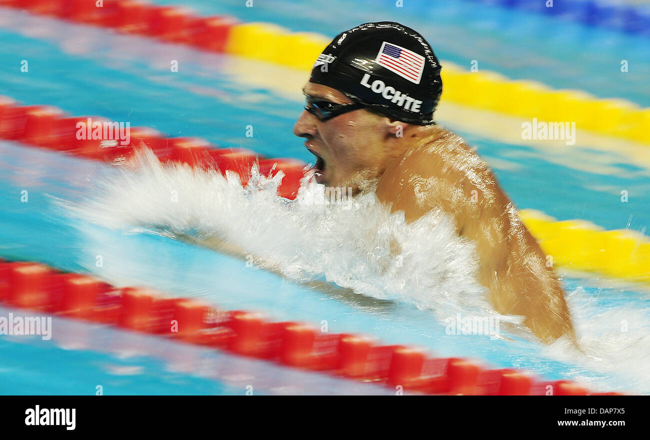 Swimmer Ryan Lochte of USA wins the 400m Individual Medley final at the ...