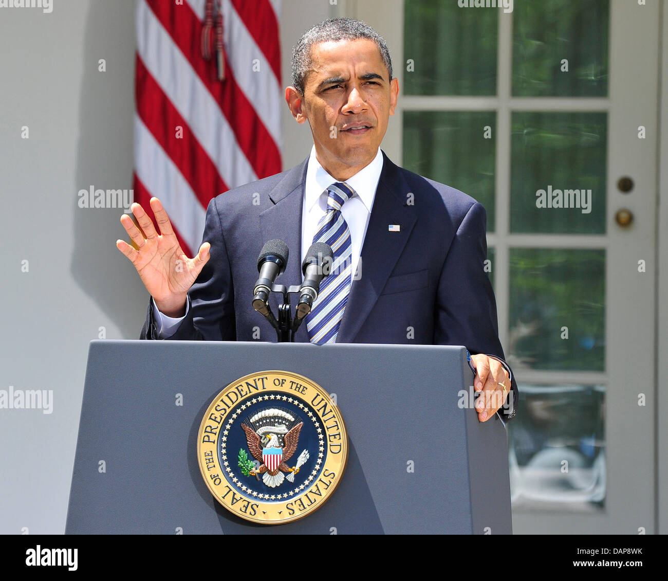 United States President Barack Obama makes a statement in the Rose ...