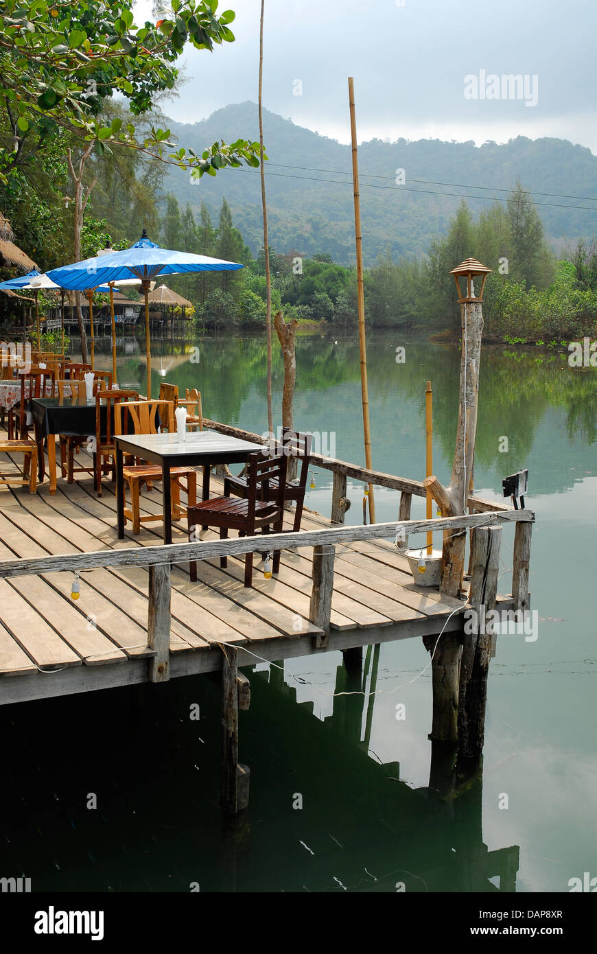 Thailand, Bar cafe restaurant terrace in Blue Lagoon at Mu Ko Chang ...