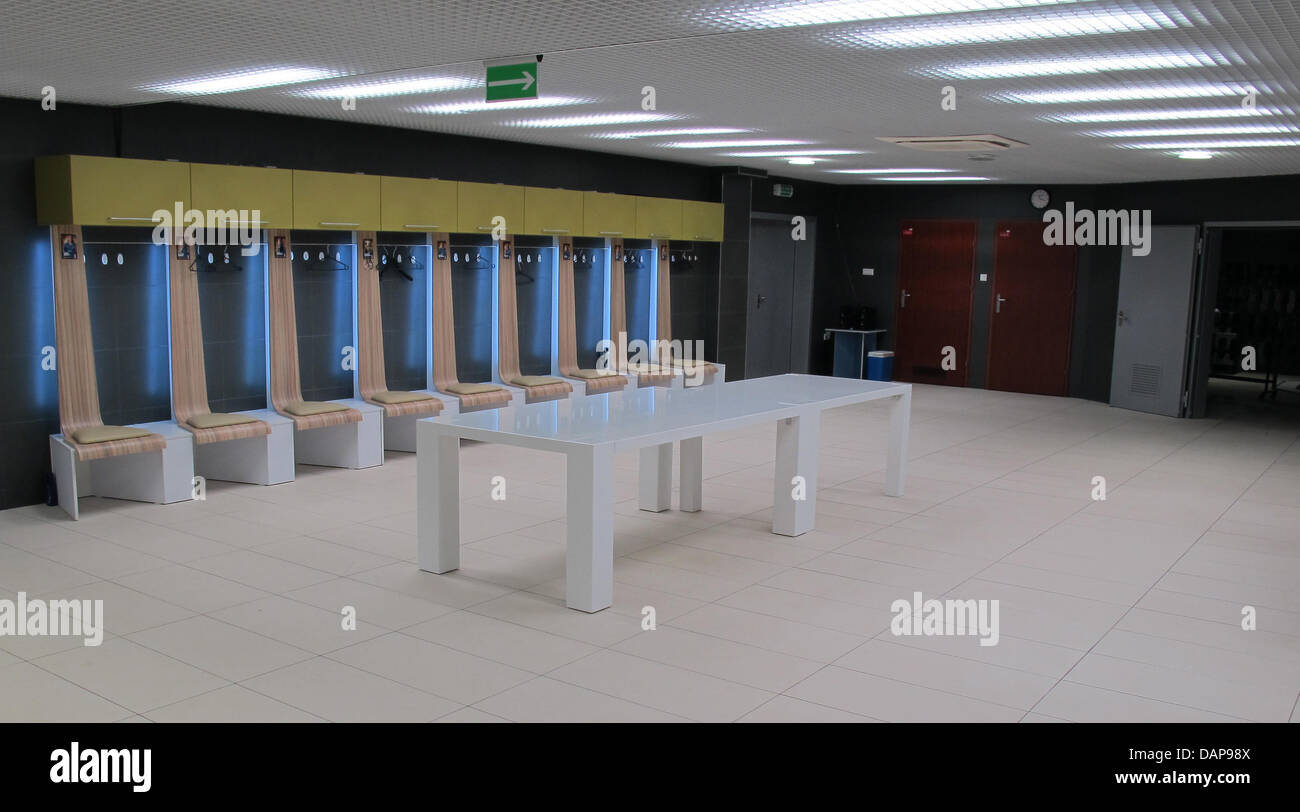 The changing rooms of the soccer stadium in Poznan are pictured on 09 ...