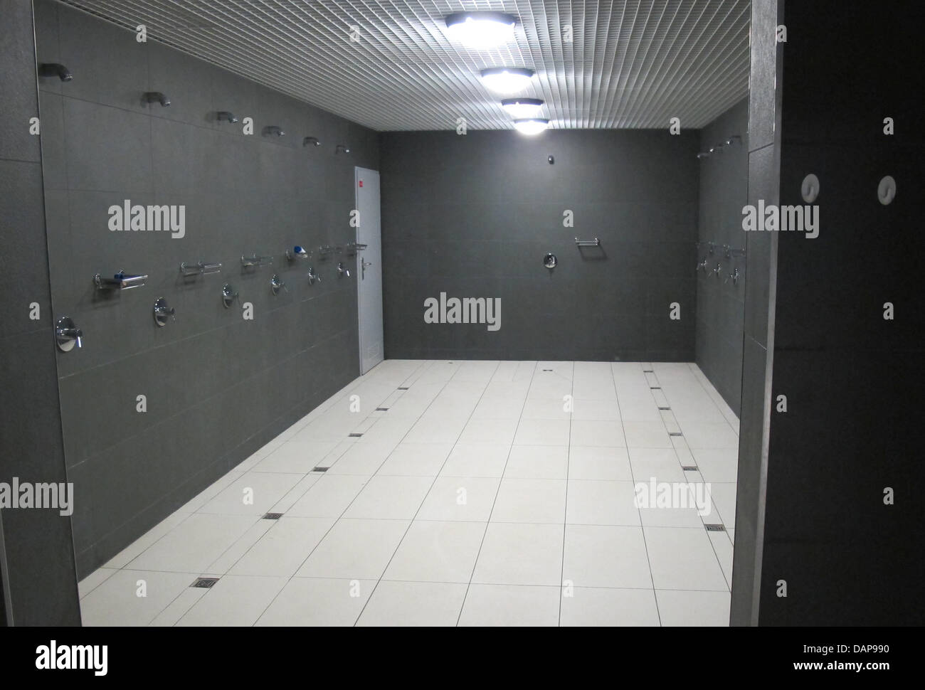 The showers of the soccer stadium in Poznan are pictured on 09 June ...