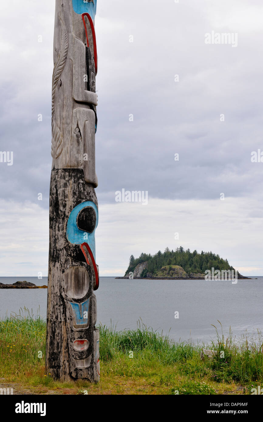 Frontal poles at Haida Museum Haida Gwaii Queen Charlotte Islands ...