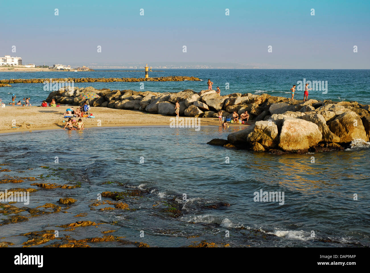Spain, Mallorca, Palma, View of artificial beaches Stock Photo - Alamy