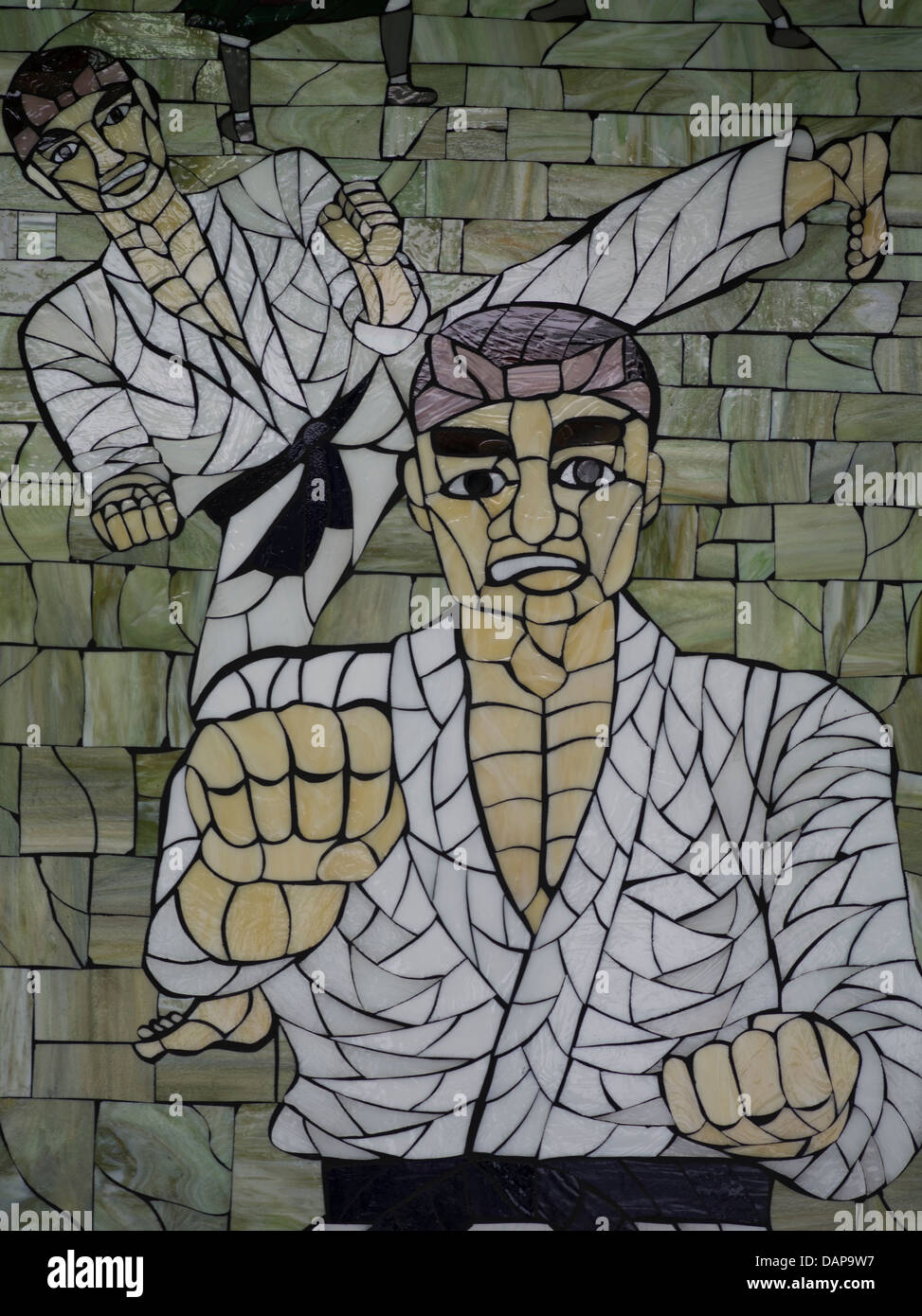 Karate mural near the Budokan martial arts center in Okinawa the ...