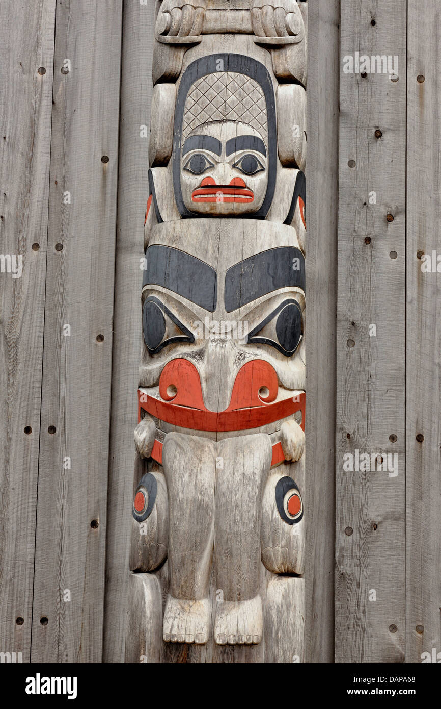 Frontal poles at Haida Museum Haida Gwaii Queen Charlotte Islands ...