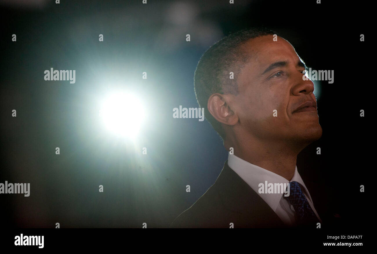 United States President Barack Obama arrives on stage to speak about ...