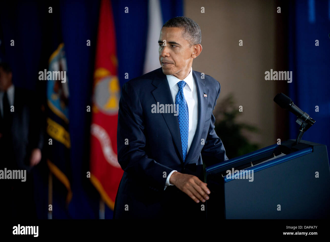 United States President Barack Obama arrives on stage to speak about ...
