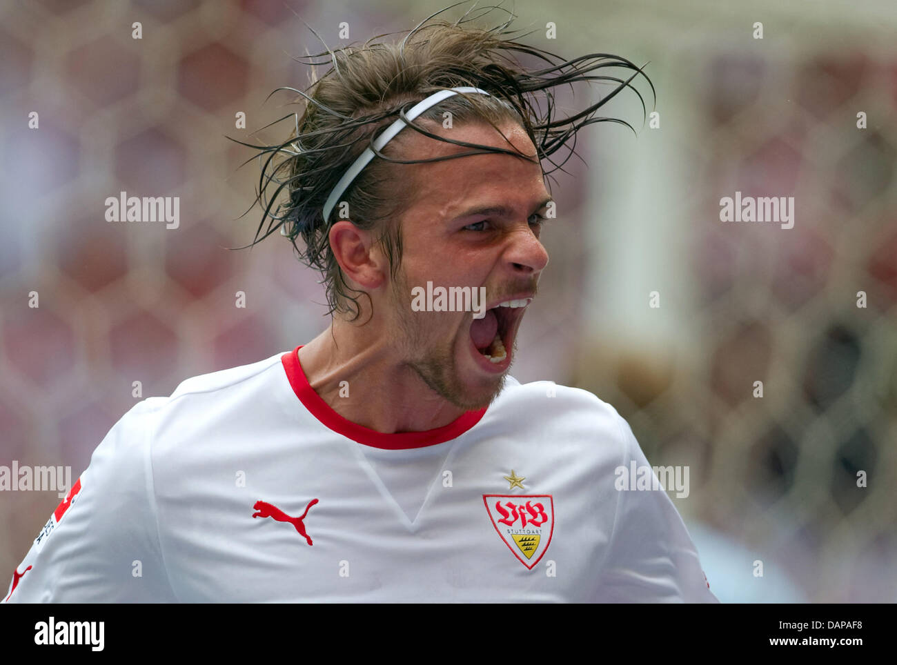 Stuttgart's Martin Harnik celebrates his 2-0 goal during the Bundesliga ...