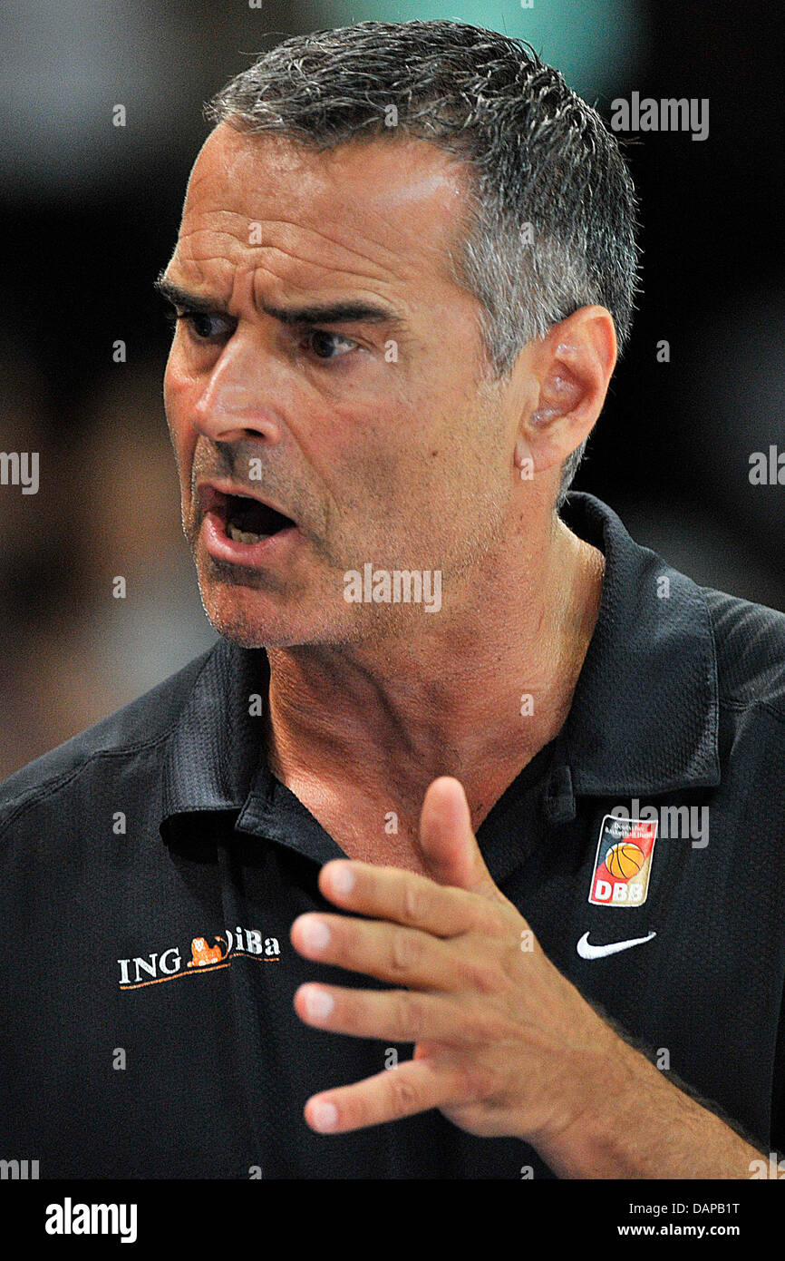 Germany's national coach Dirk Bauermann gestures during the ...