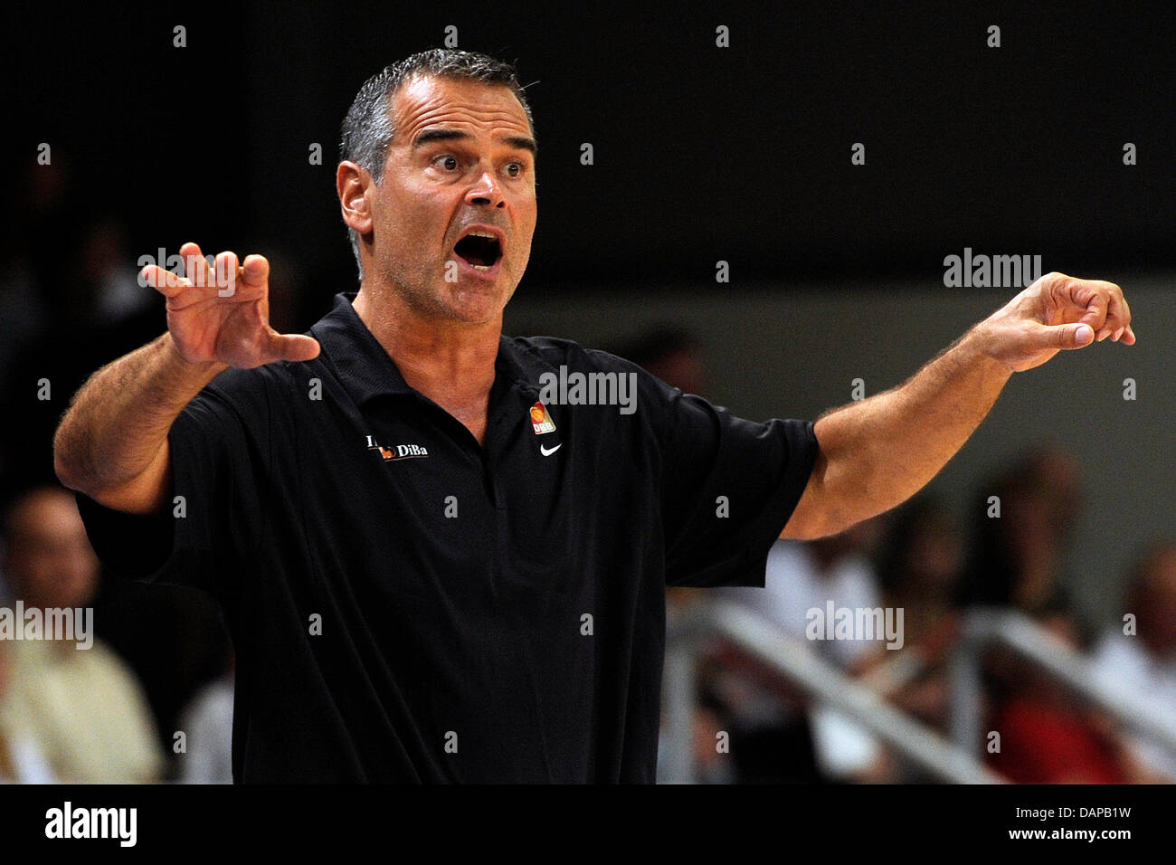 Germany's national coach Dirk Bauermann gestures during the ...