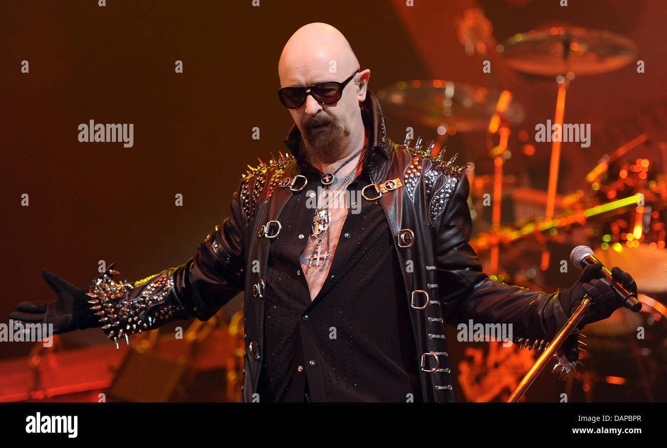 Rob Halford, singer of the British heavy metal band Judas Priest ...