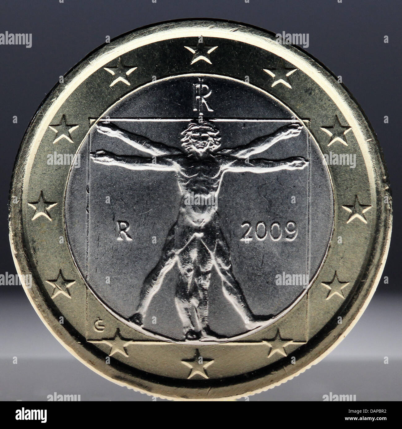 An Italian One-Euro-coin is pictured in Nuremberg, Germany, 09 August ...