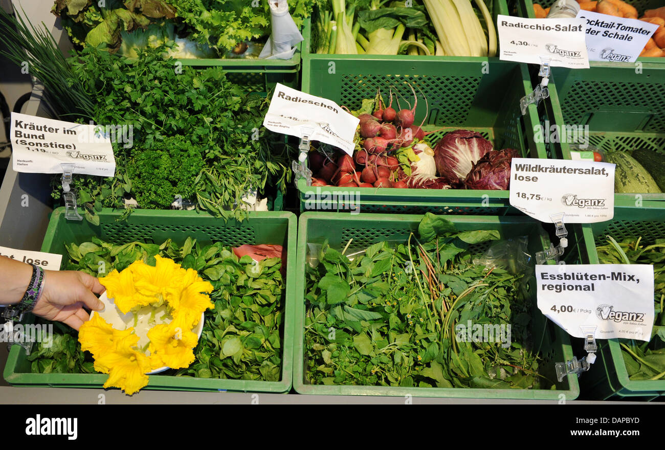 The assortment of the first vegan supermarket of Europe 'Veganz' is ...