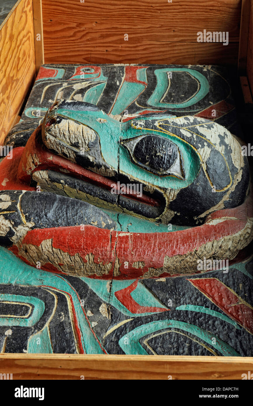 Double mortuary pole frontal piece- in the Haida Museum Haida Gwaii ...