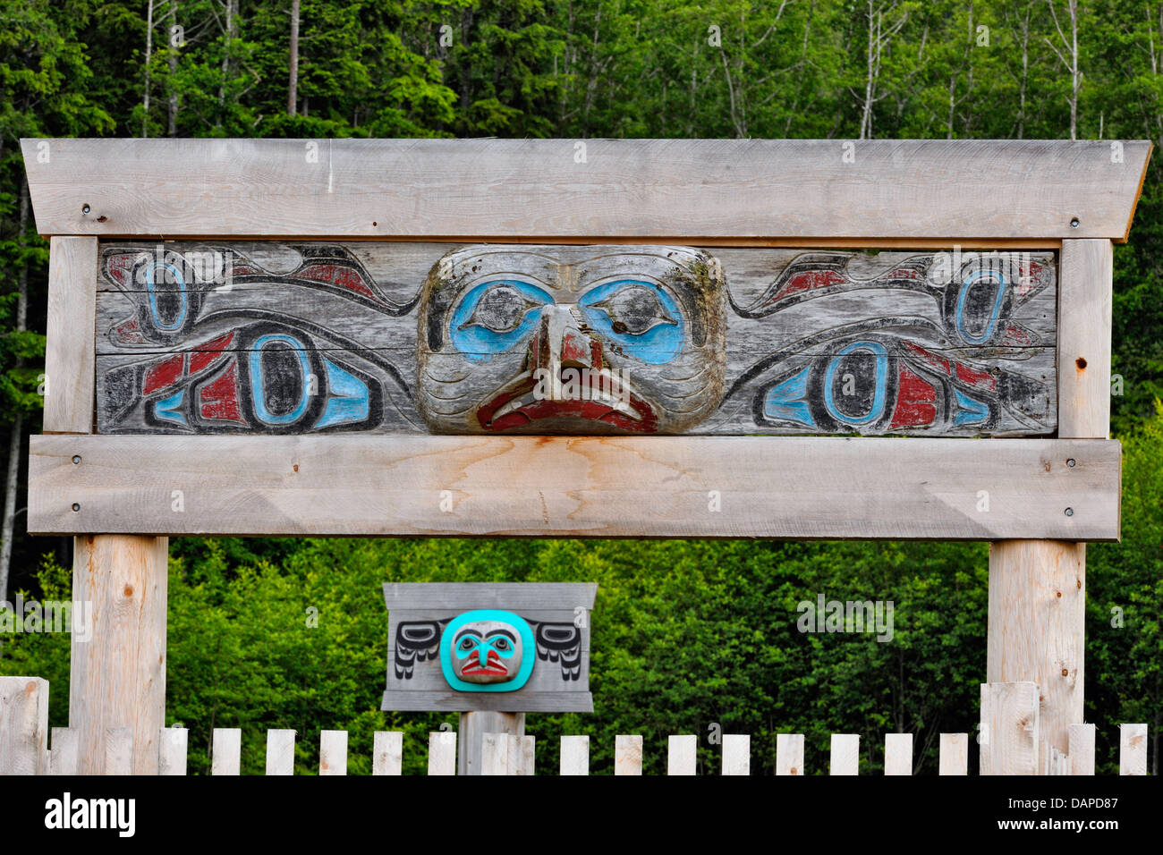 Mortuary frontal piece at the Skidegate Cemetery Haida Gwaii Queen ...