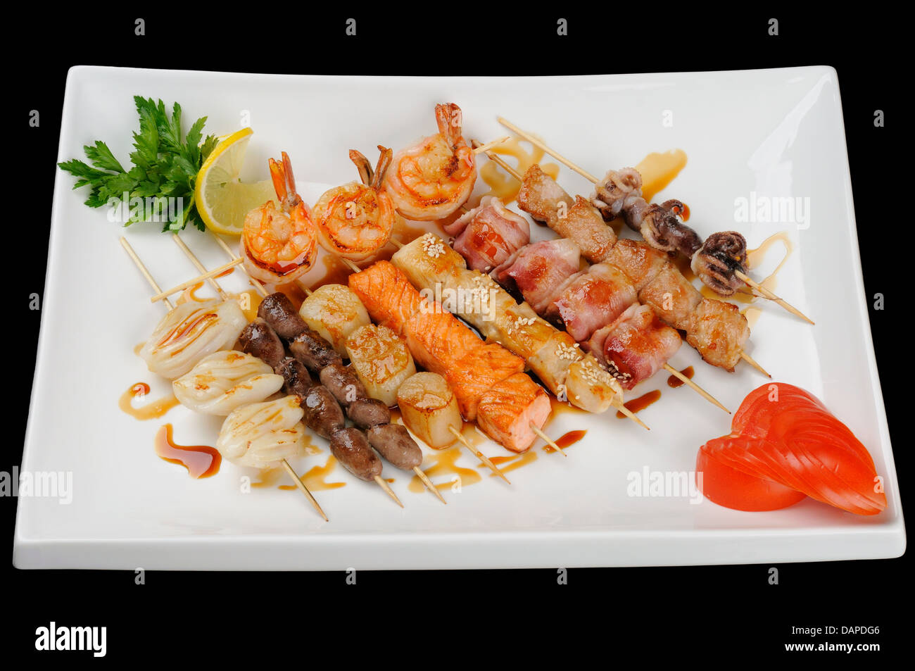 Gourmet seafood kebabs hi-res stock photography and images - Alamy