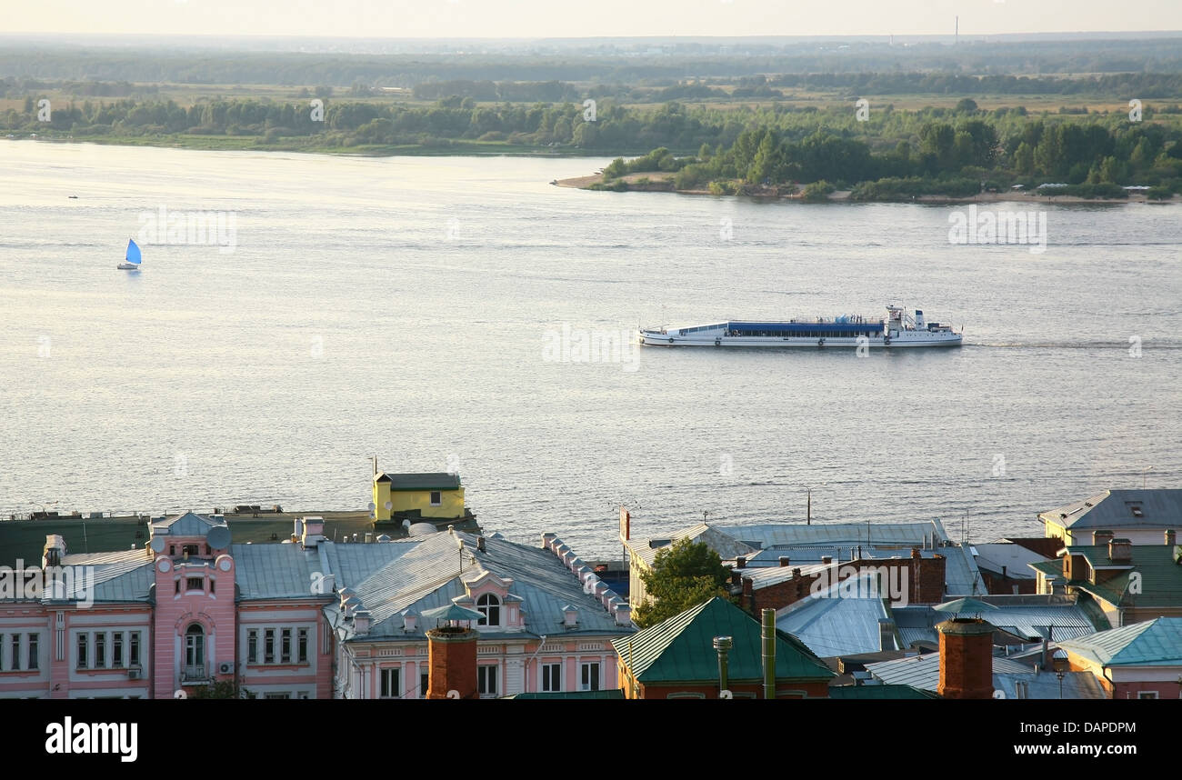Boat evening cruise on the Volga River Nizhny Novgorod Russia Stock ...