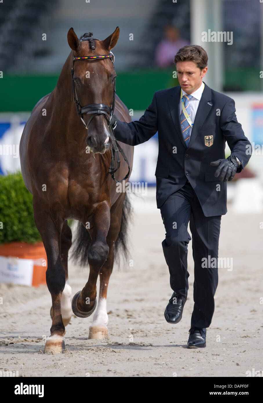 German dressage rider Christoph Koschel and his horse Donnperignon ...
