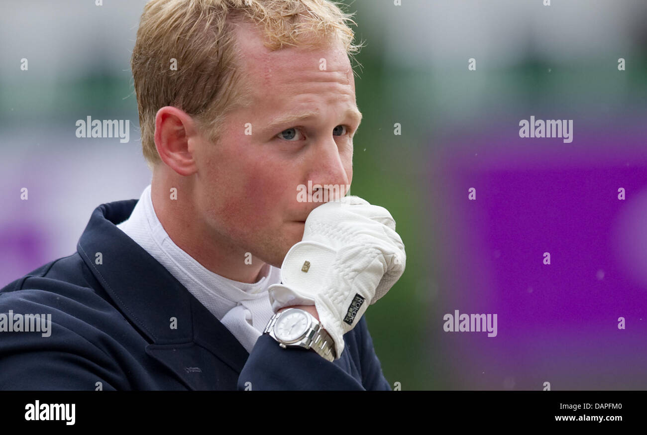 German dressage rider Matthias Alexander Rath gestures during the team ...