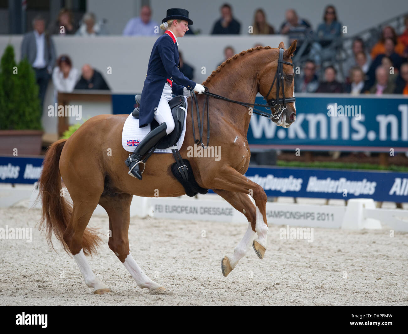 British dressage rider Laura Bechtolsheimer rides her horse Mistral ...